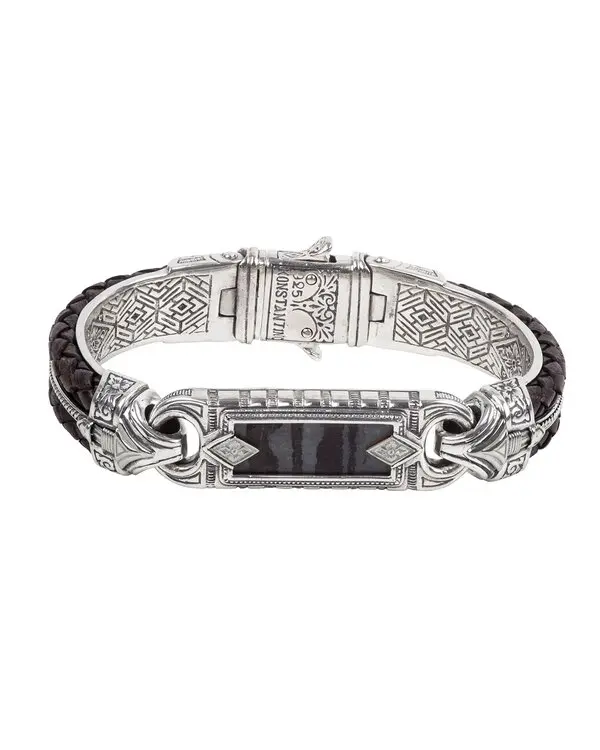 Konstantino Sterling Silver And Leather Bracelet - Black/silver