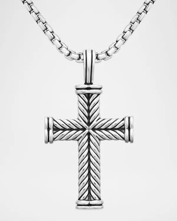 David Yurman Chevron Cross Pendant, 33.5mm - Silver
