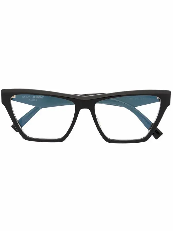 Saint Laurent Logo Square Frame Glasses - Black