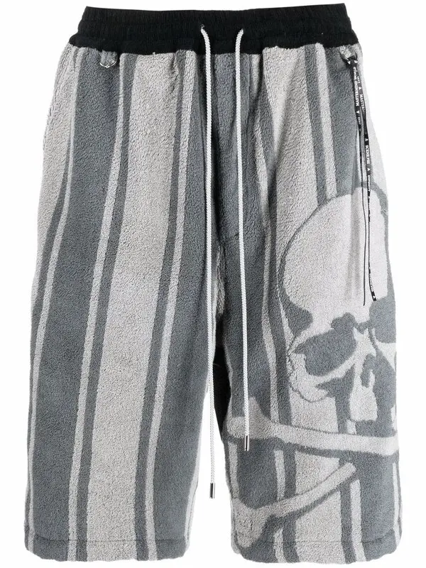 MASTERMIND WORLD Striped Skull-print Track Shorts