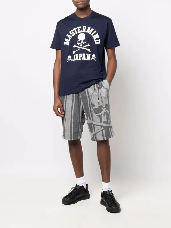 MASTERMIND WORLD Striped Skull-print Track Shorts