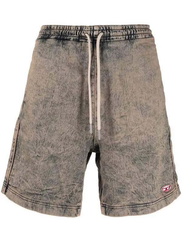 DIESEL® Acid Wash Logo Patch Shorts
