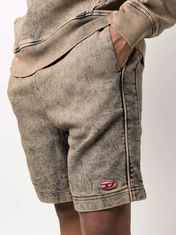 DIESEL® Acid Wash Logo Patch Shorts