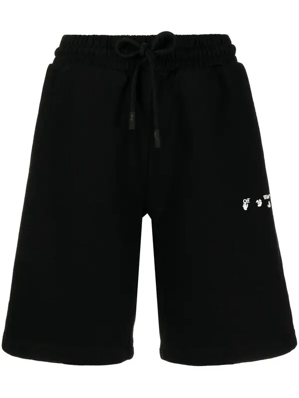Off-White Track Shorts With Swimming Print - Black