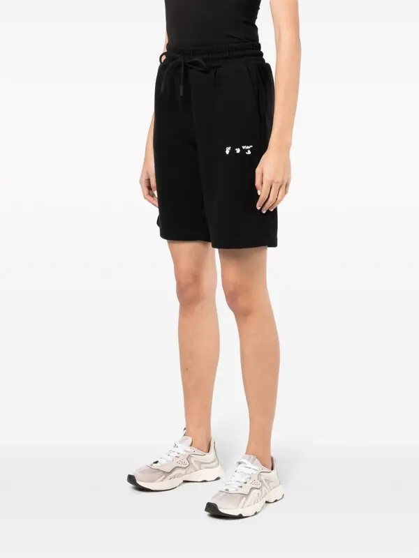 Off-White Track Shorts With Swimming Print - Black