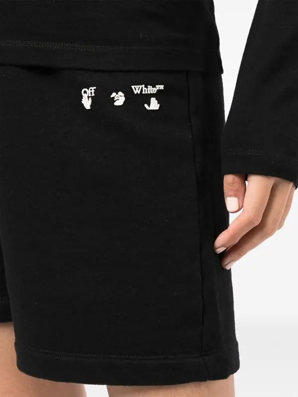 Off-White Track Shorts With Swimming Print - Black