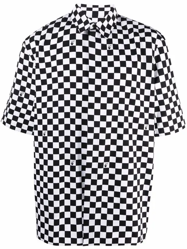 Off-White Checkerboard Print Short-sleeve Shirt