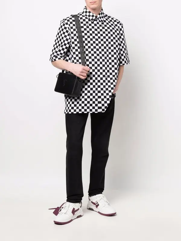 Off-White Checkerboard Print Short-sleeve Shirt