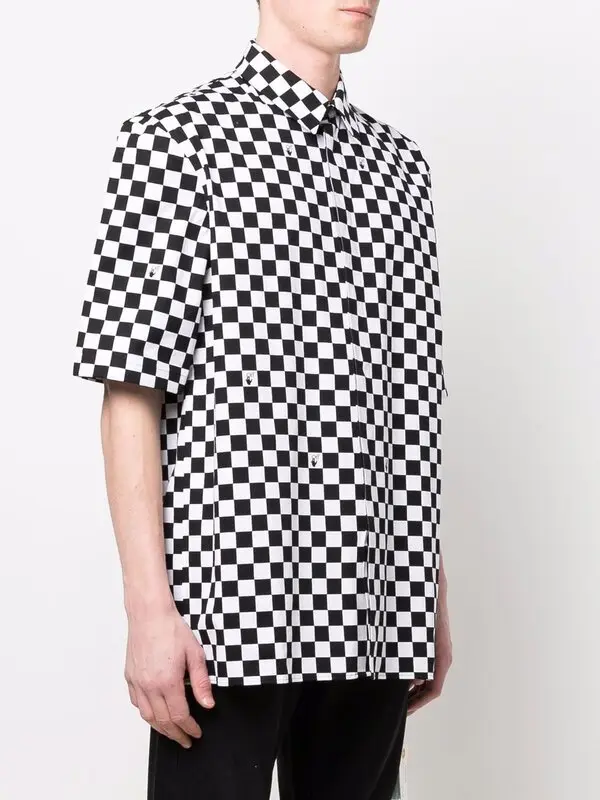 Off-White Checkerboard Print Short-sleeve Shirt