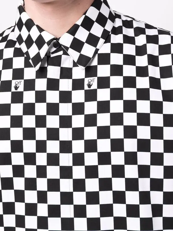 Off-White Checkerboard Print Short-sleeve Shirt