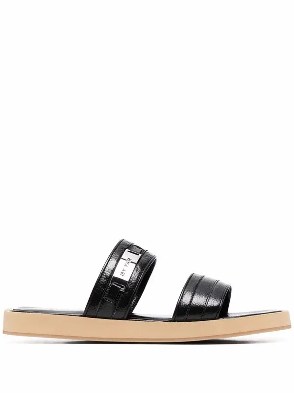 By Far Easy Leather Sandals - Black
