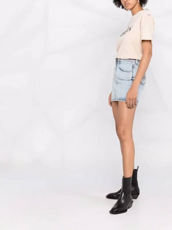 Philipp Plein Skull-embroidered Denim Mini Skirt