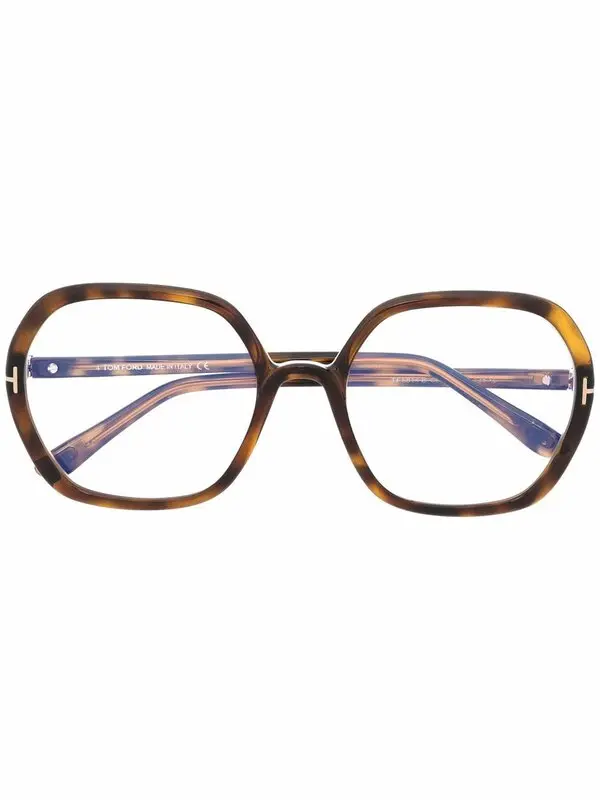 TOM FORD Oversized Round Frame Glasses - Brown