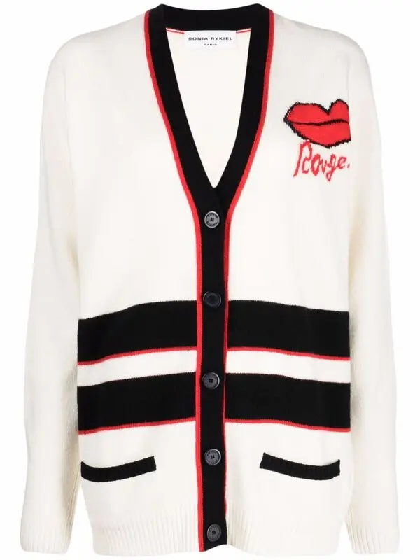 Sonia Rykiel Paris Striped-trim Long Cardigan - Neutrals