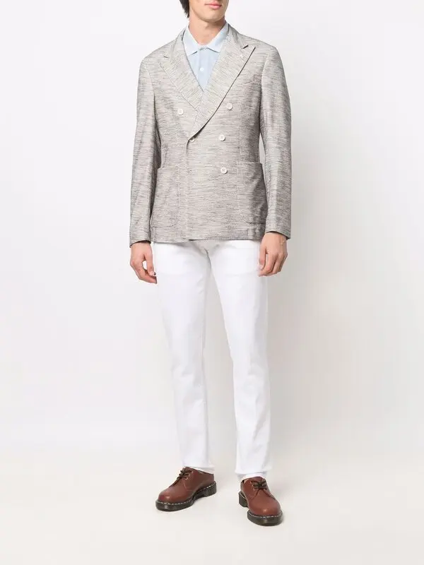 MANUEL RITZ Double-breasted Peak-lapels Cotton Blazer