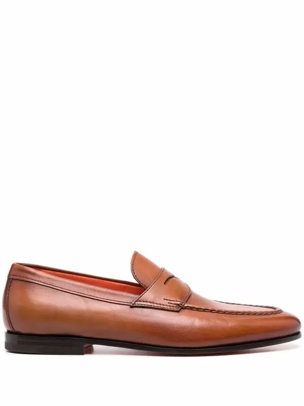 Santoni Tonal Leather Loafers