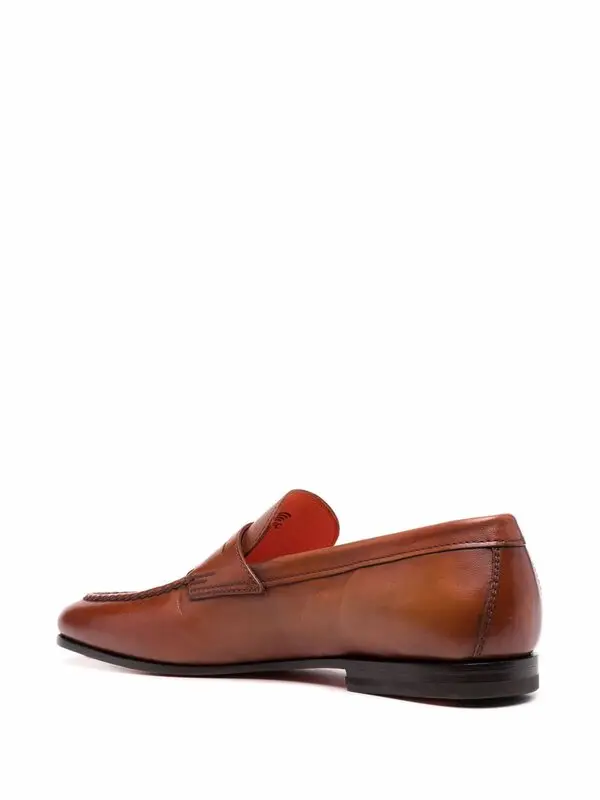Santoni Tonal Leather Loafers