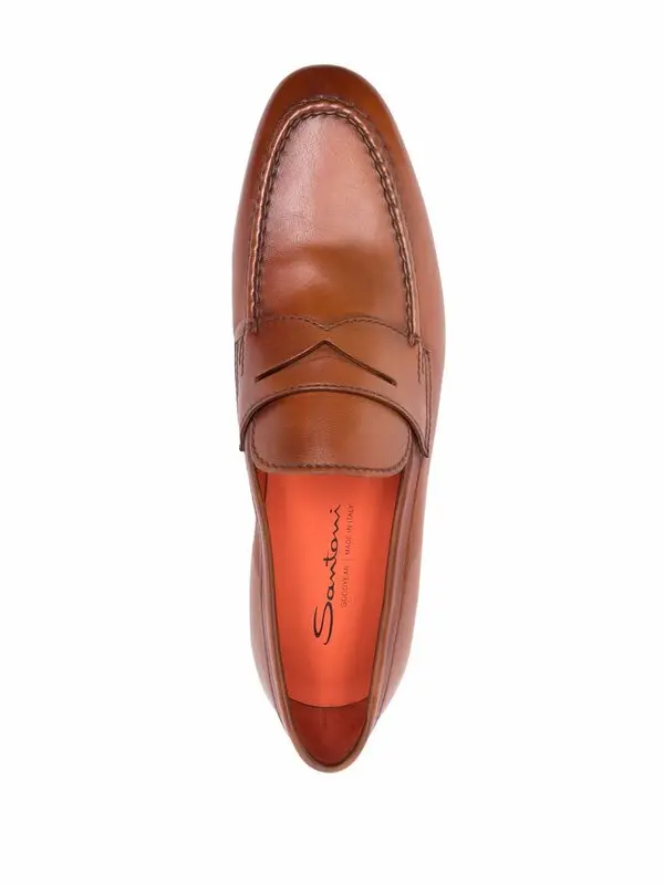 Santoni Tonal Leather Loafers