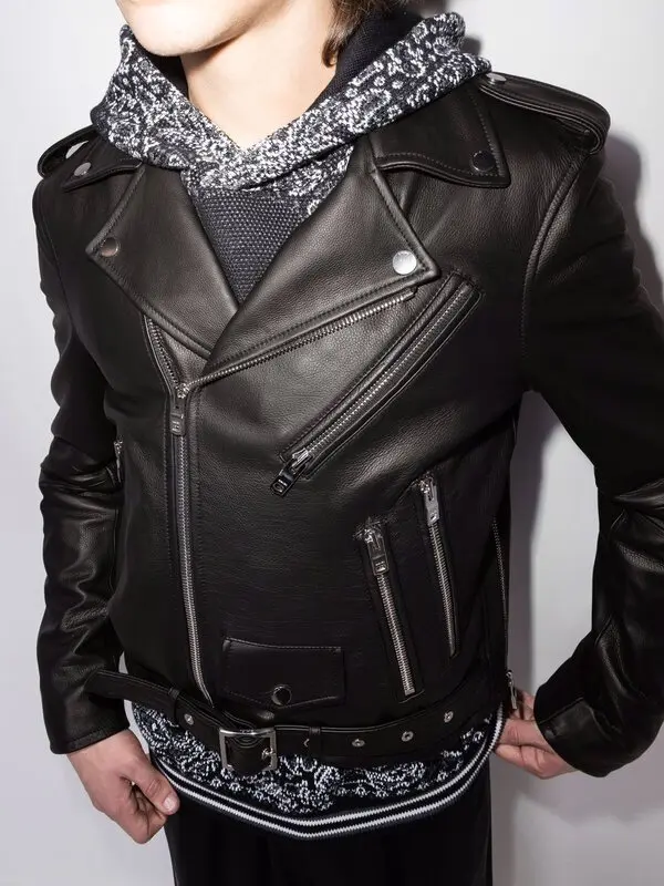 Amiri Paint Embroidery Leather Biker Jacket