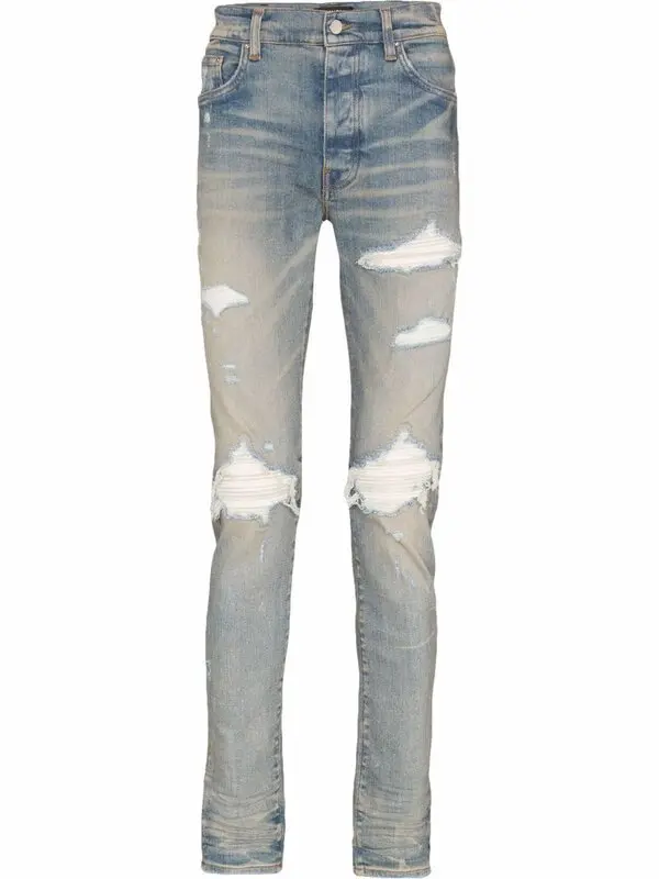 Amiri Mx1 Ultra Suede-patches Skinny Jeans - Blue