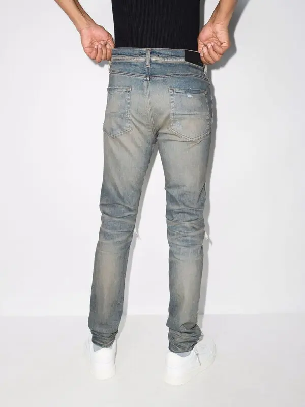 Amiri Mx1 Ultra Suede-patches Skinny Jeans - Blue
