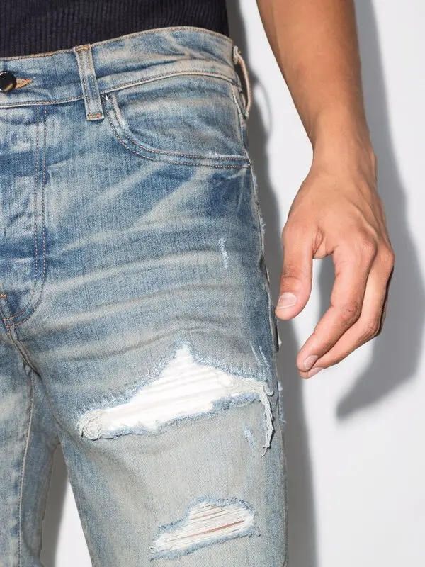 Amiri Mx1 Ultra Suede-patches Skinny Jeans - Blue