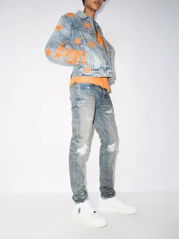 Amiri Mx1 Ultra Suede-patches Skinny Jeans - Blue