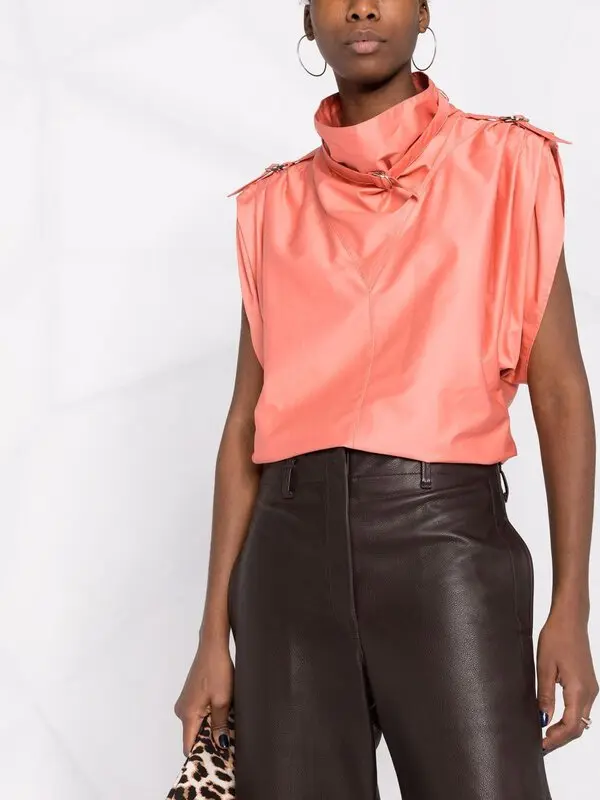 Isabel Marant Étoile Belted Cotton Funnel-neck Blouse