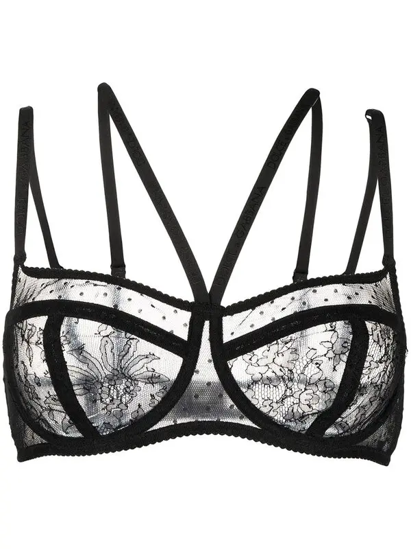 Dolce & Gabbana Floral-lace Balcony Bra - Black