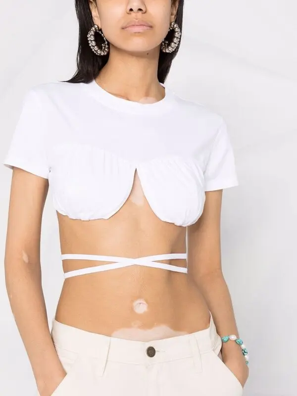Jacquemus Le T-shirt Baci Cropped Top - White