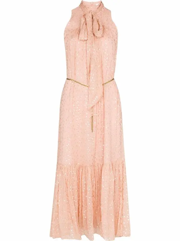 Zimmermann Sleeveless Tie Neck Dress With Polka Dot Embroidery - Neutrals