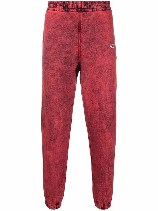 DIESEL® D-lab Joggjeans® Track Trousers With Acid Wash And Logo Patch