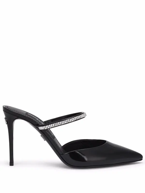 Dolce & Gabbana 90mm Embellished Patent Leather Mules