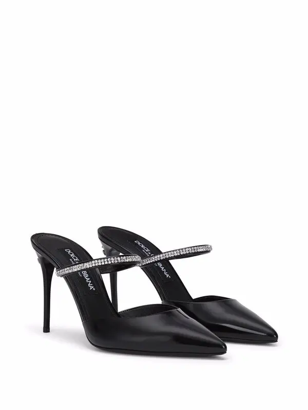 Dolce & Gabbana 90mm Embellished Patent Leather Mules