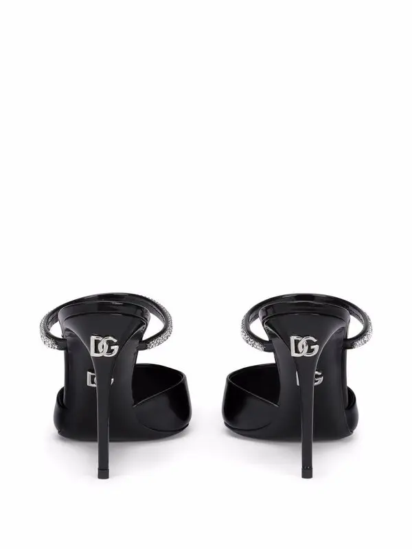 Dolce & Gabbana 90mm Embellished Patent Leather Mules