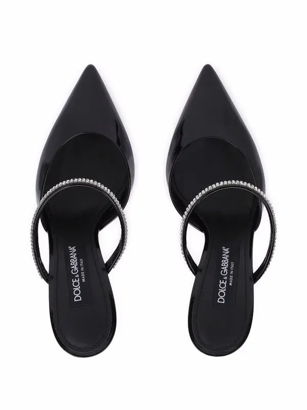 Dolce & Gabbana 90mm Embellished Patent Leather Mules