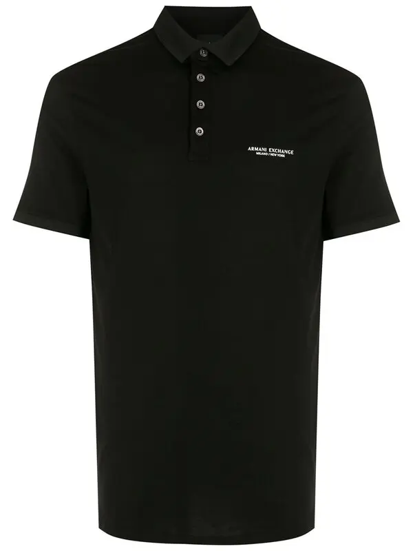 Armani Exchange Logo-print Polo Shirt - Black