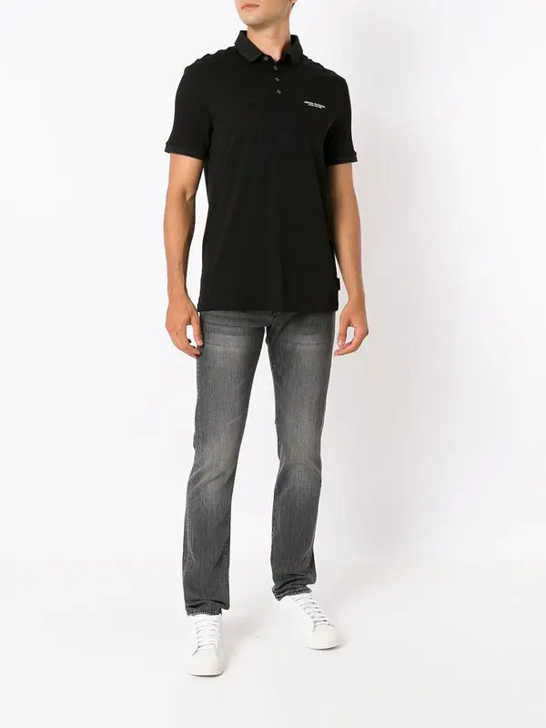 Armani Exchange Logo-print Polo Shirt - Black