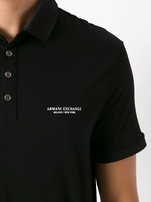 Armani Exchange Logo-print Polo Shirt - Black