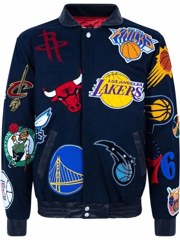 JEFF HAMILTON Nba Collage Wool Jacket - Blue
