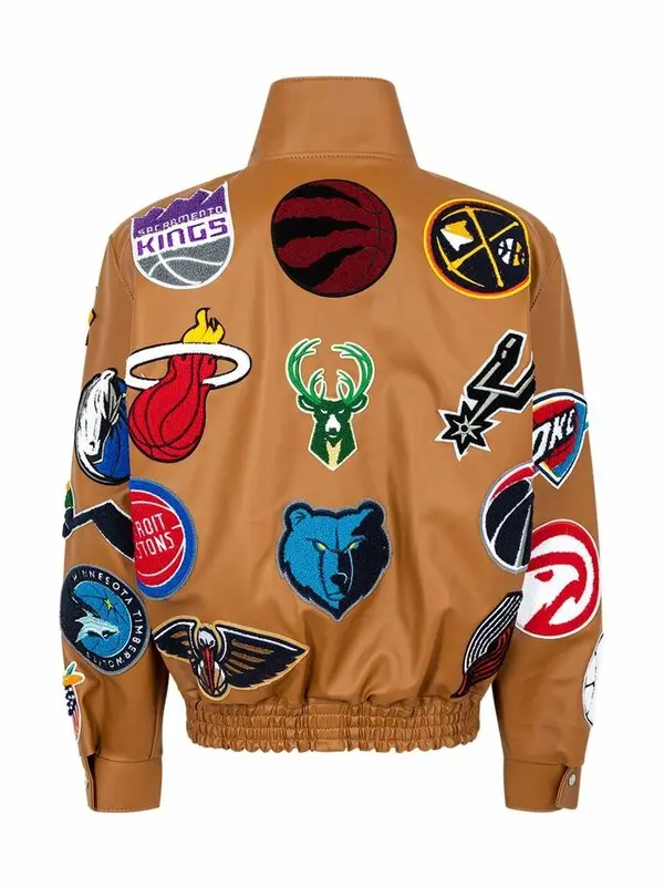 JEFF HAMILTON Nba Collage Faux-leather Jacket - Brown