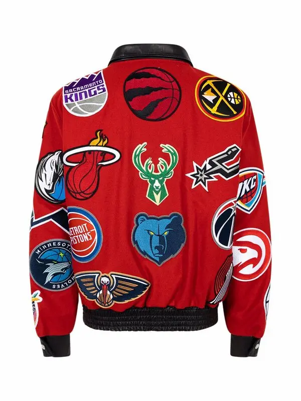 Jeff Hamilton Nba Collage Wool Bomber Jacket Red Editorialist