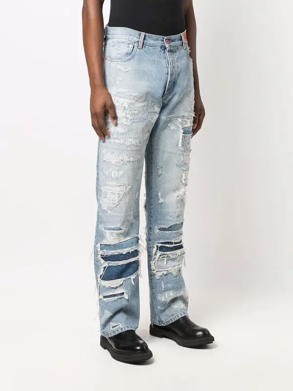 Heron Preston Distressed Jeans - Blue