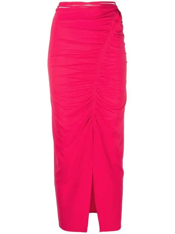 SELF-PORTRAIT Gathered Midi Skirt - Pink