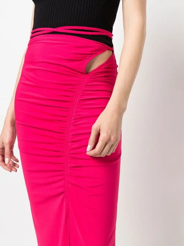 SELF-PORTRAIT Gathered Midi Skirt - Pink