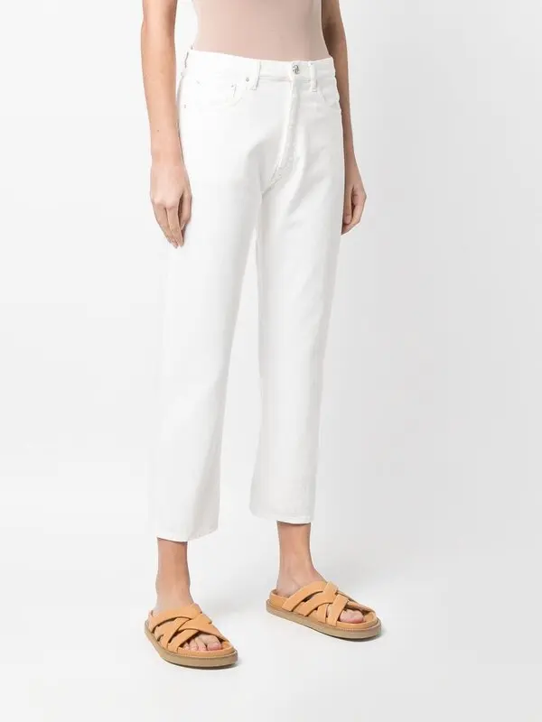 TOTEME Twisted Seam Cropped Leg Jeans - White