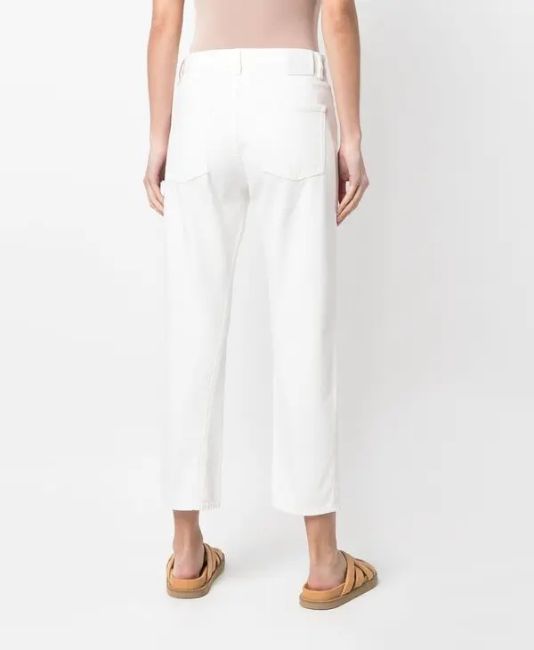 TOTEME Twisted Seam Cropped Leg Jeans - White