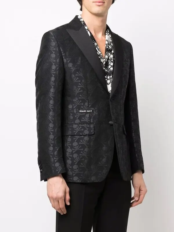 Philipp Plein Skull-Print Single-Breasted Suit Jacket In Black