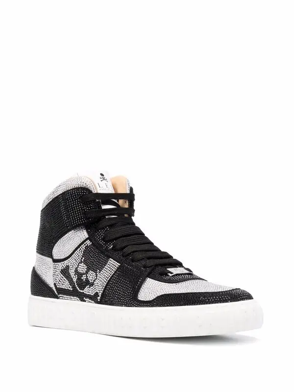 Philipp Plein Crystal Skull High Top Sneakers - Black