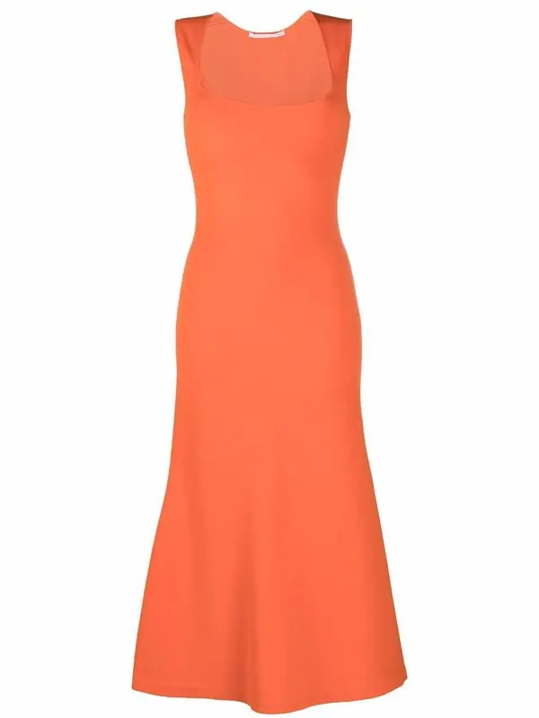 Stella McCartney Square-neck Flared Dress - Orange